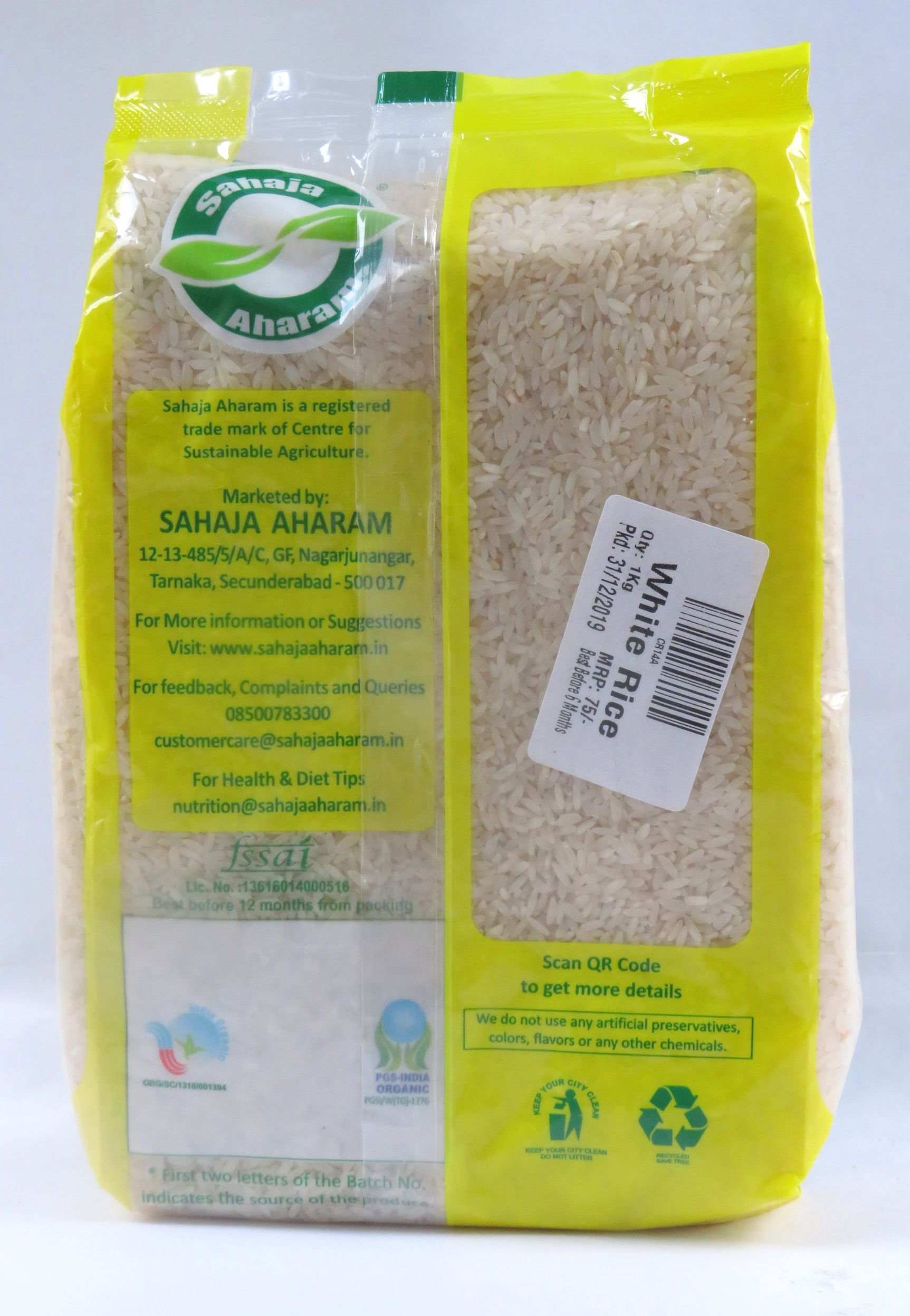Sahaja Aharam - Sahaja White Rice- 1 KG